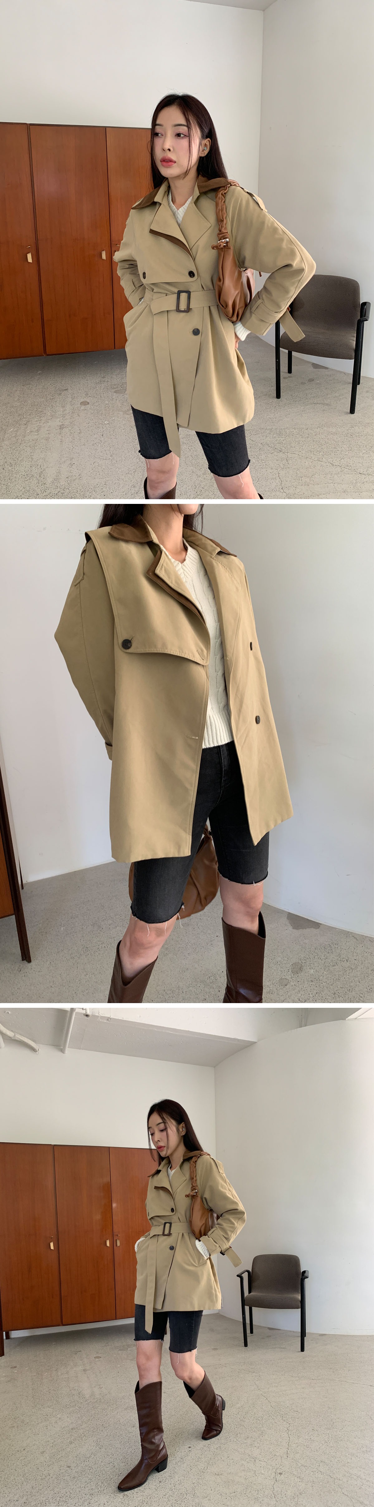 [하프클럽/옷자락]여자 단정한 기본핏 면자켓 가을출근룩 트렌치코트 - 현대Hmall